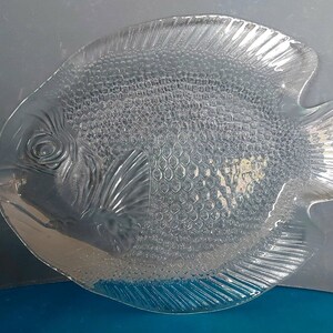 Glass Fish Shaped Platter & Fish Plate Set, Vintage French, 1 Large ...