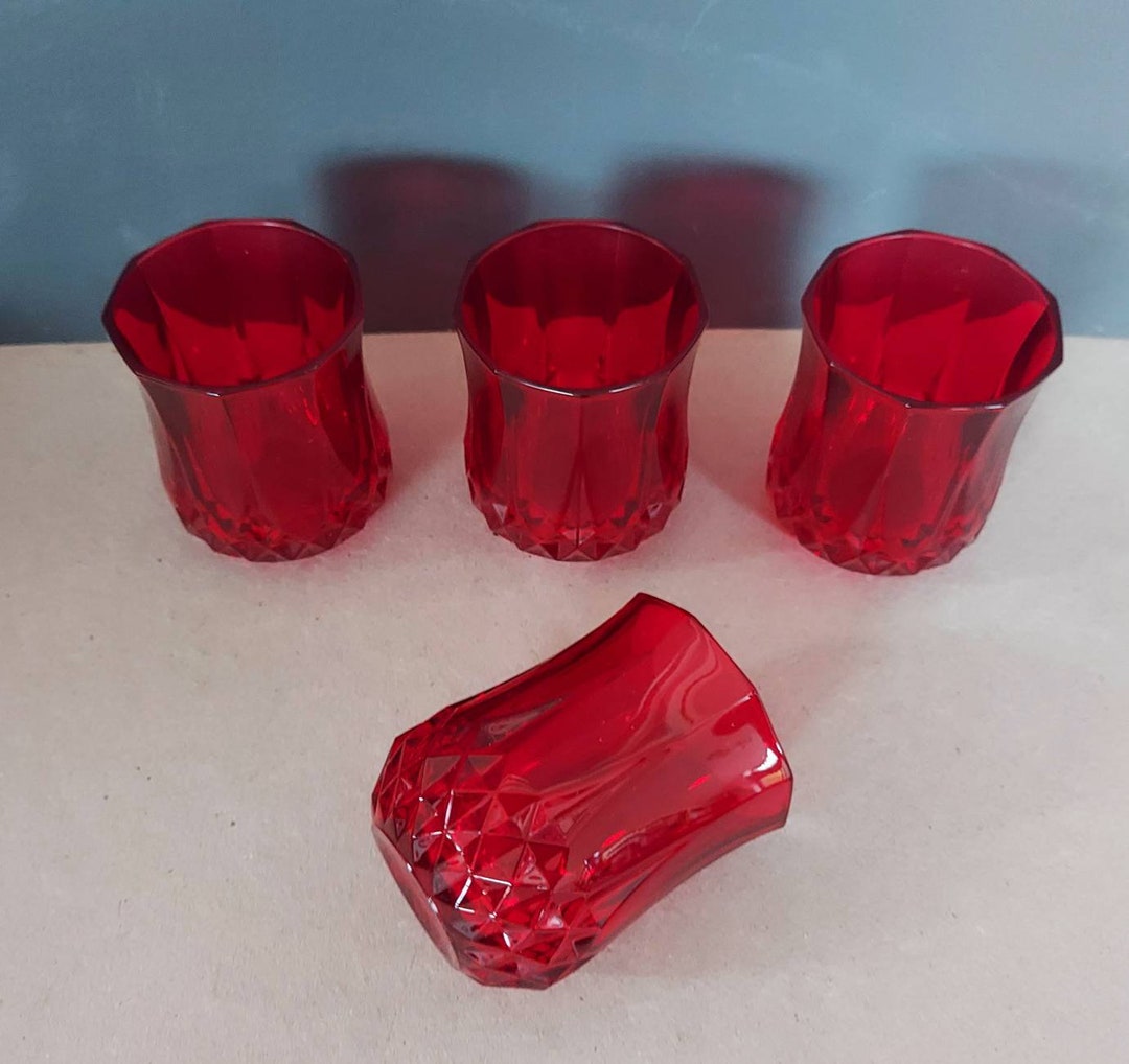 4 Vintage Crystal D'arques Ruby Red Shot Glasses Set of 4 - Etsy