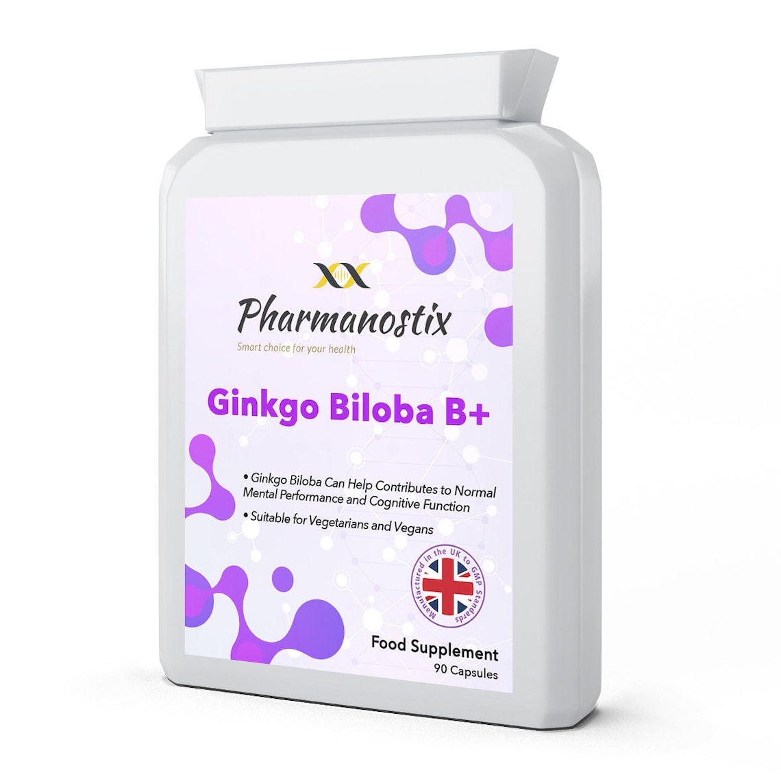 Ginkgo Biloba B Plus Supplement 2000mg 90 Capsules High Strength Vegan ...