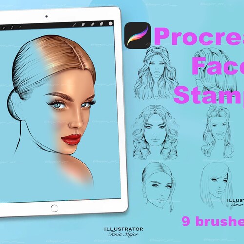 Procreate Face Stamps Procreate Brushes 9 Stamp Brushes - Etsy