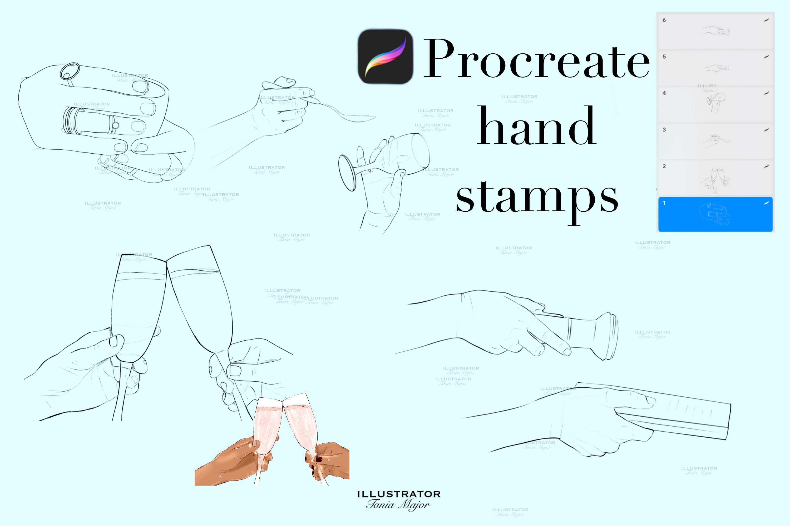 Procreate Hands Stamps, Procreate Brushes, Stamp Brushes, Hands Holding ...