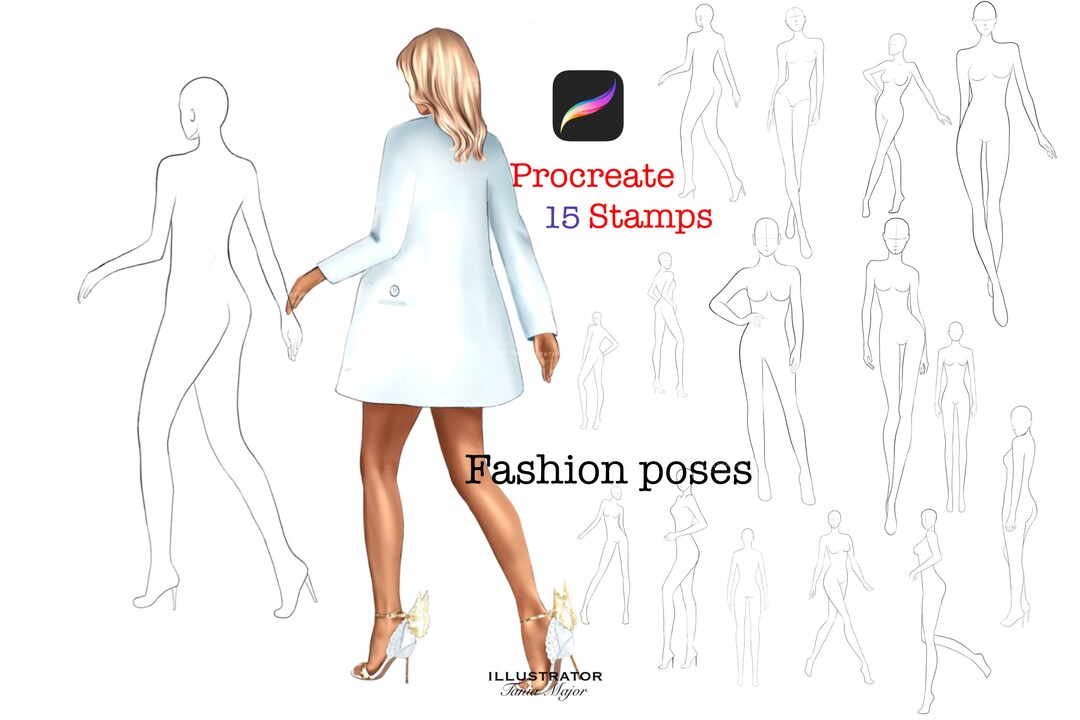 Fashion Figures Procreate Stamp, Procreate Female Fashion Pose Stamp ...