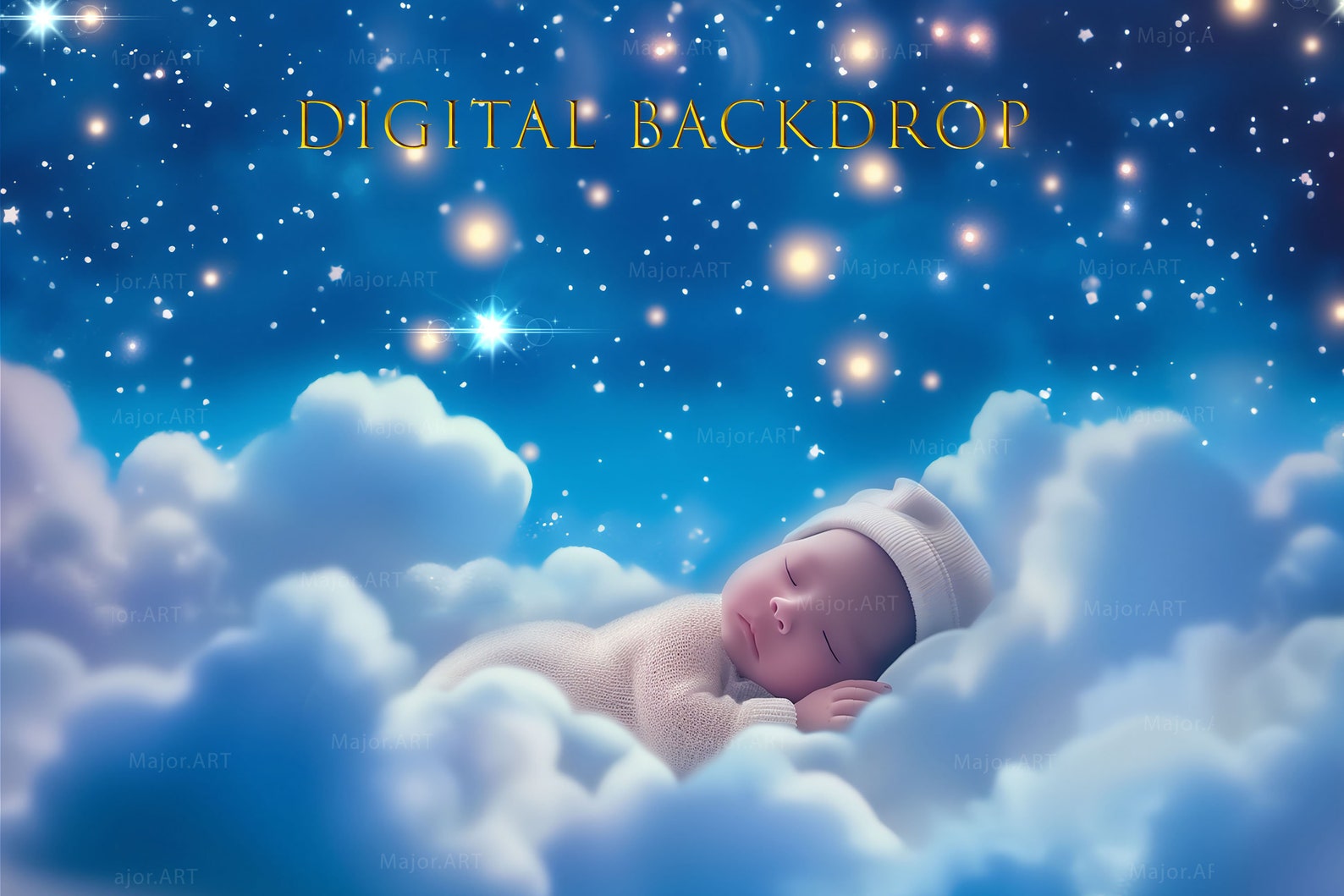 Stars Background, Sky, Clouds Newborn Photography Backdrop Digital ...