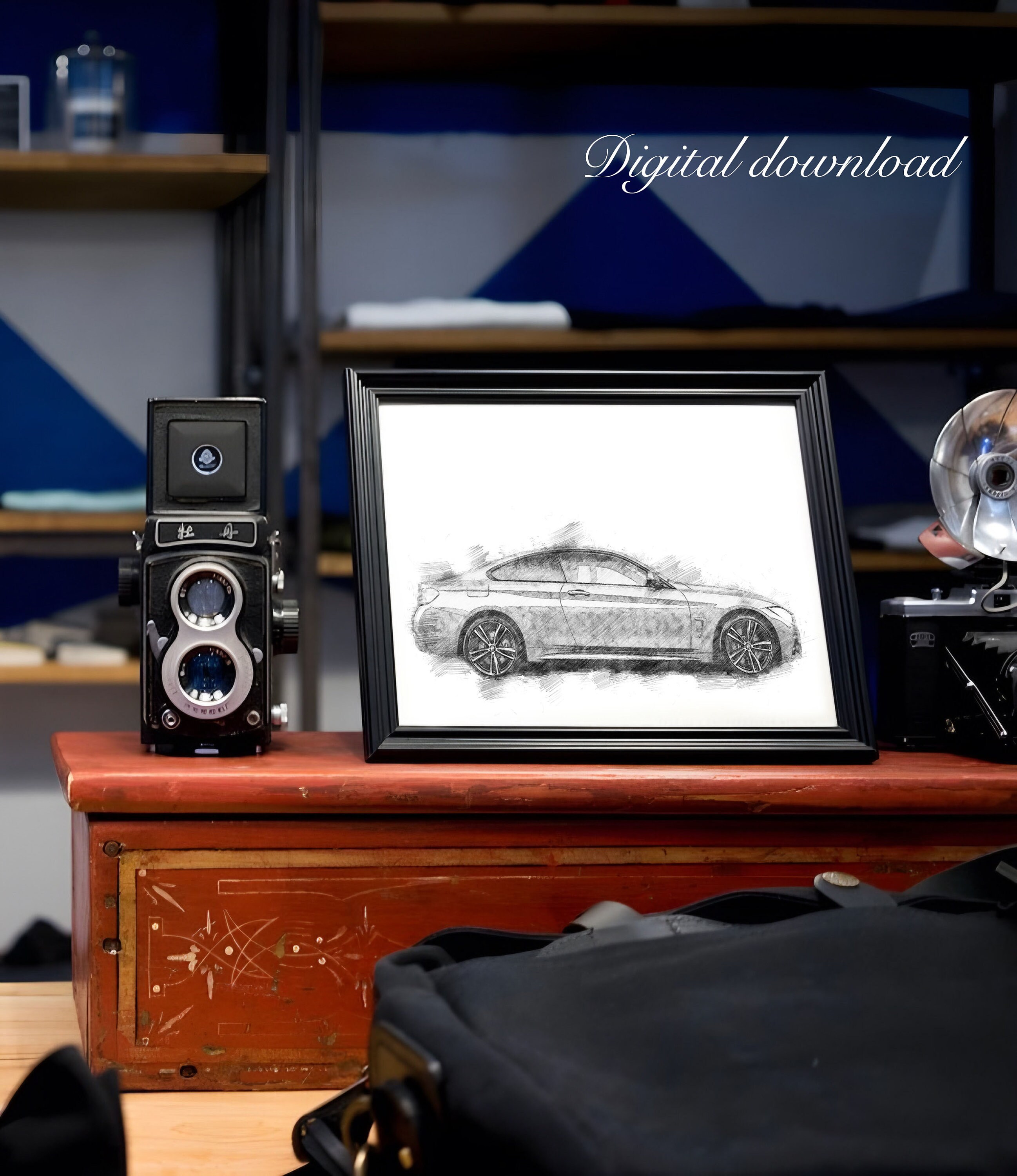 Custom Car Sketch Portrait, Car Digital Painted From Photo, Gift for ...