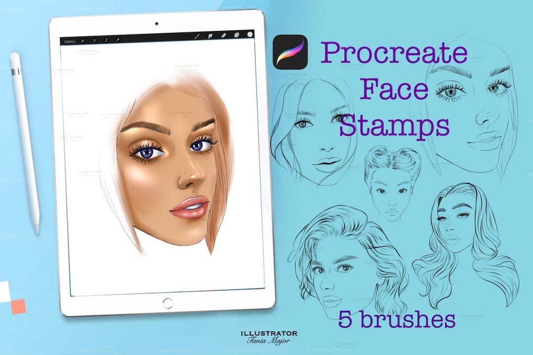 Procreate Face Stamps, Procreate Brushes, 5 Stamp Brushes, Fashion Girl ...