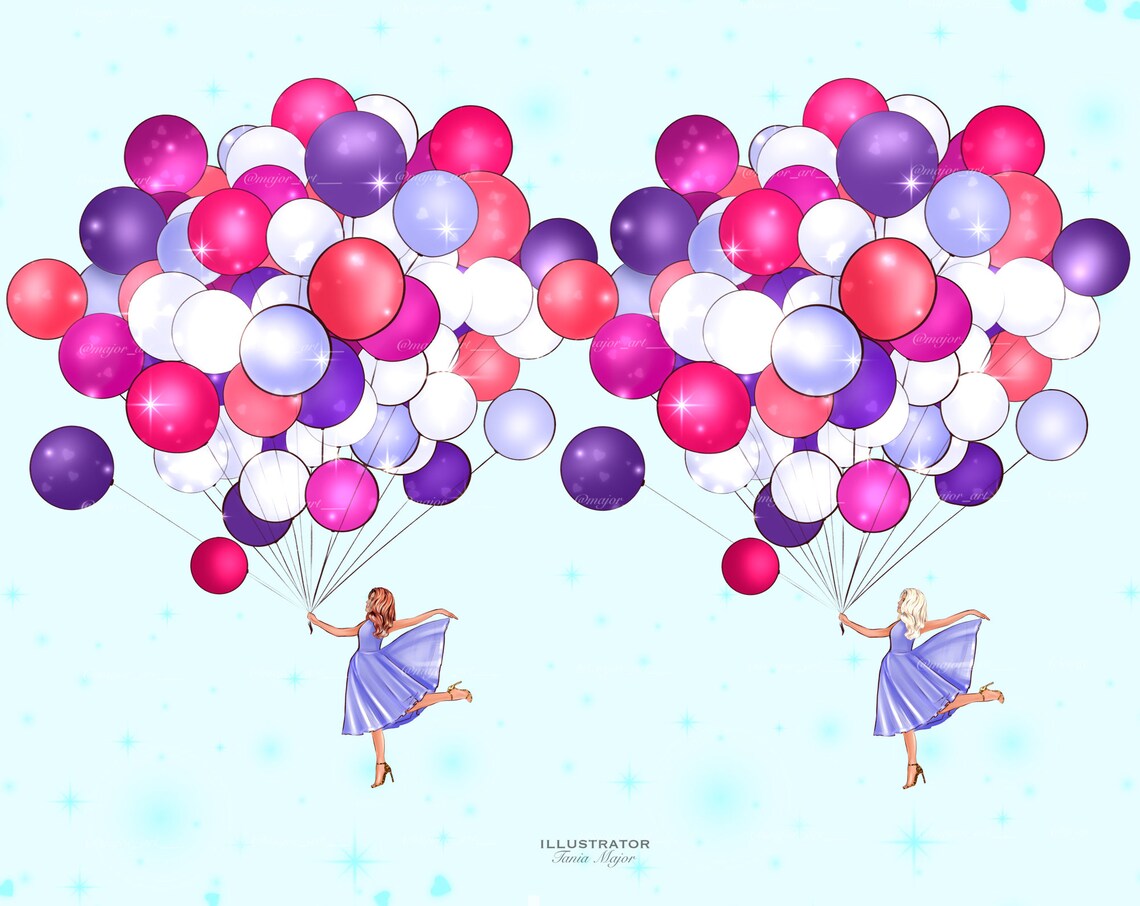 Birthday Girl Clipart Fashion Girl Clipart Girl With Balloons Clipart ...
