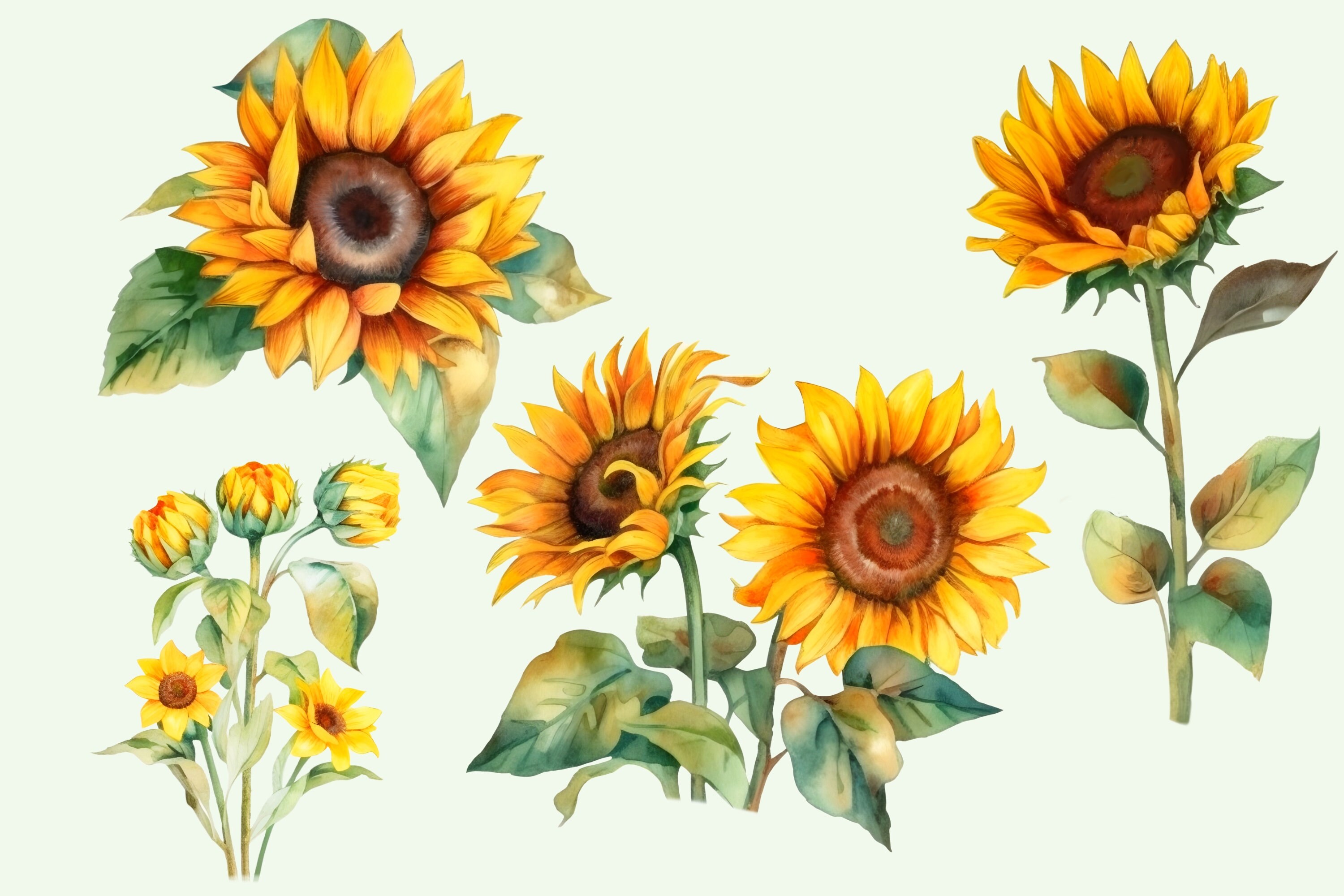 Watercolor Sunflower Clip Art Sunflower Digital Downloads - Etsy