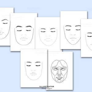 Type of Faces, Procreate Face Charts Stamps for Make up Artist, Skin ...
