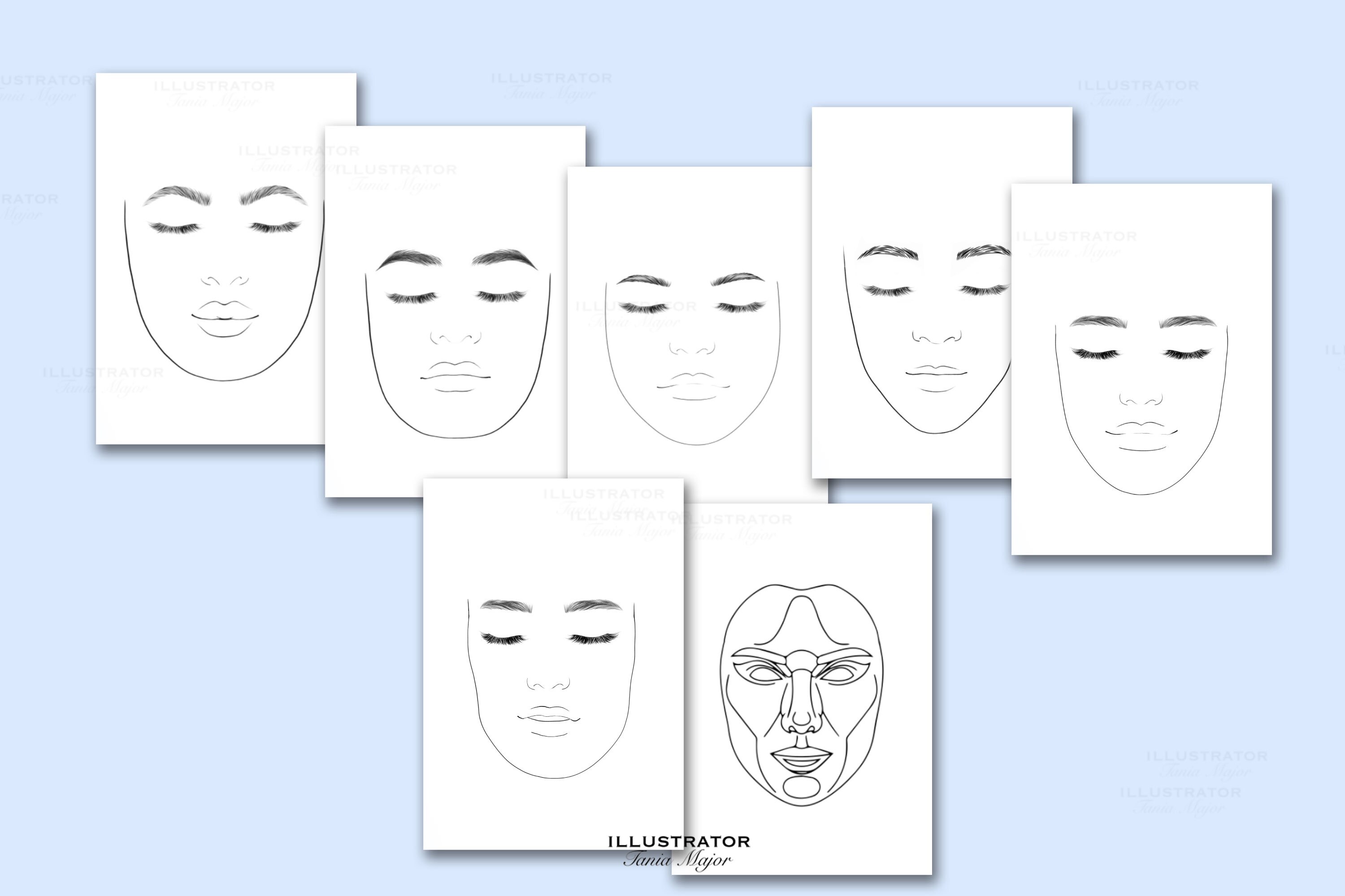 Type of Faces, Procreate Face Charts Stamps for Make up Artist, Skin ...