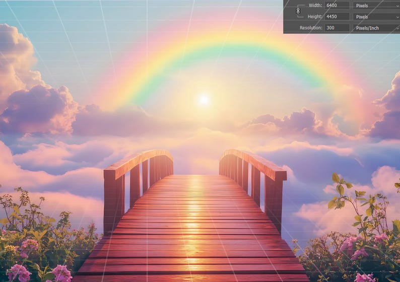 Rainbow Bridge Digital Backdrop, Pet Memorial Digital Background ...