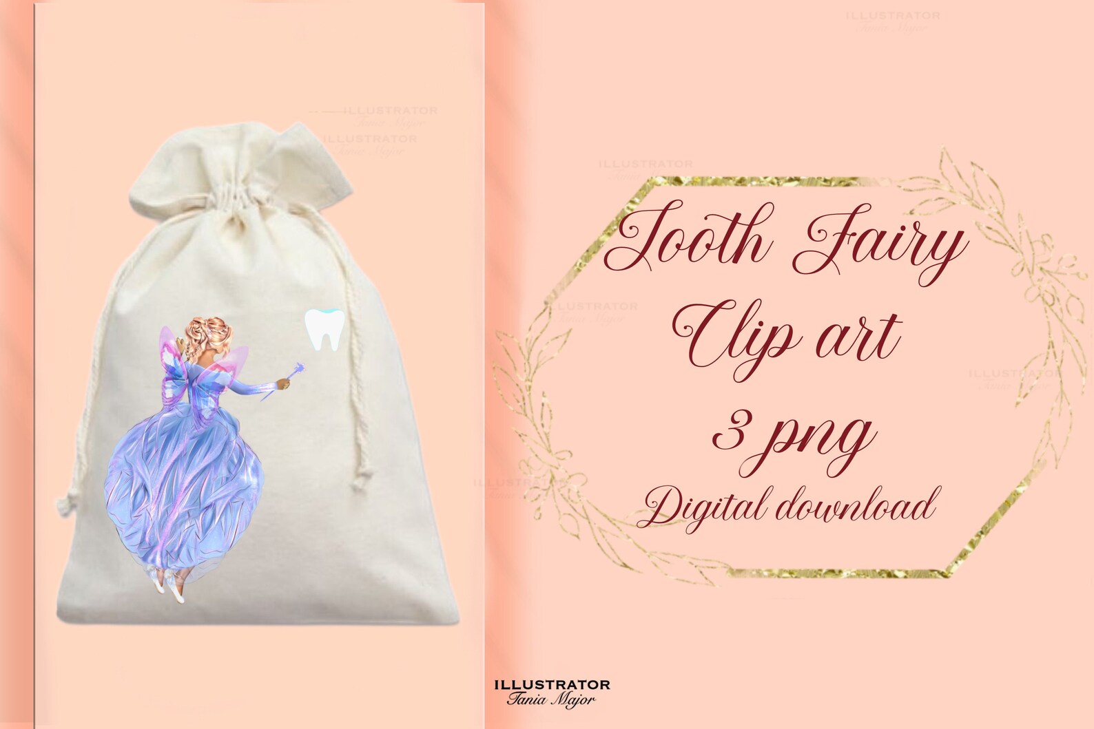 Tooth Fairy Clip Art, Tooth Fairy, Instant Download, Tooth Fairy ...