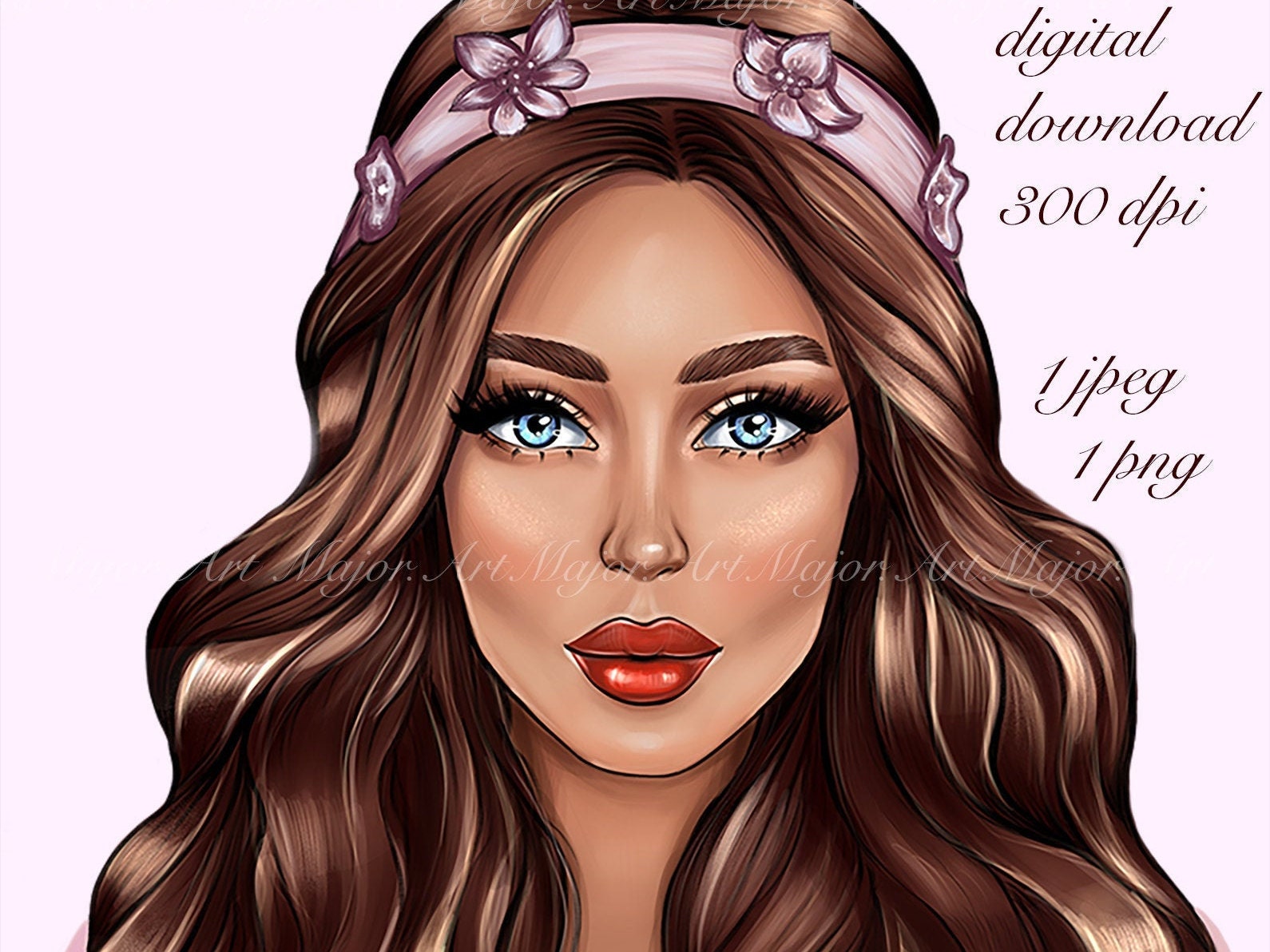 Fashion Girl Clipart Fashion Girl With Pink Band Clipart Etsy