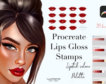 Procreate Realistic Lip Gloss Stamps, Glitter Brushes for Procreate ...