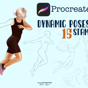 Dynamic Poses Procreate Stamp, Procreate Female Pose Stamp, Body ...