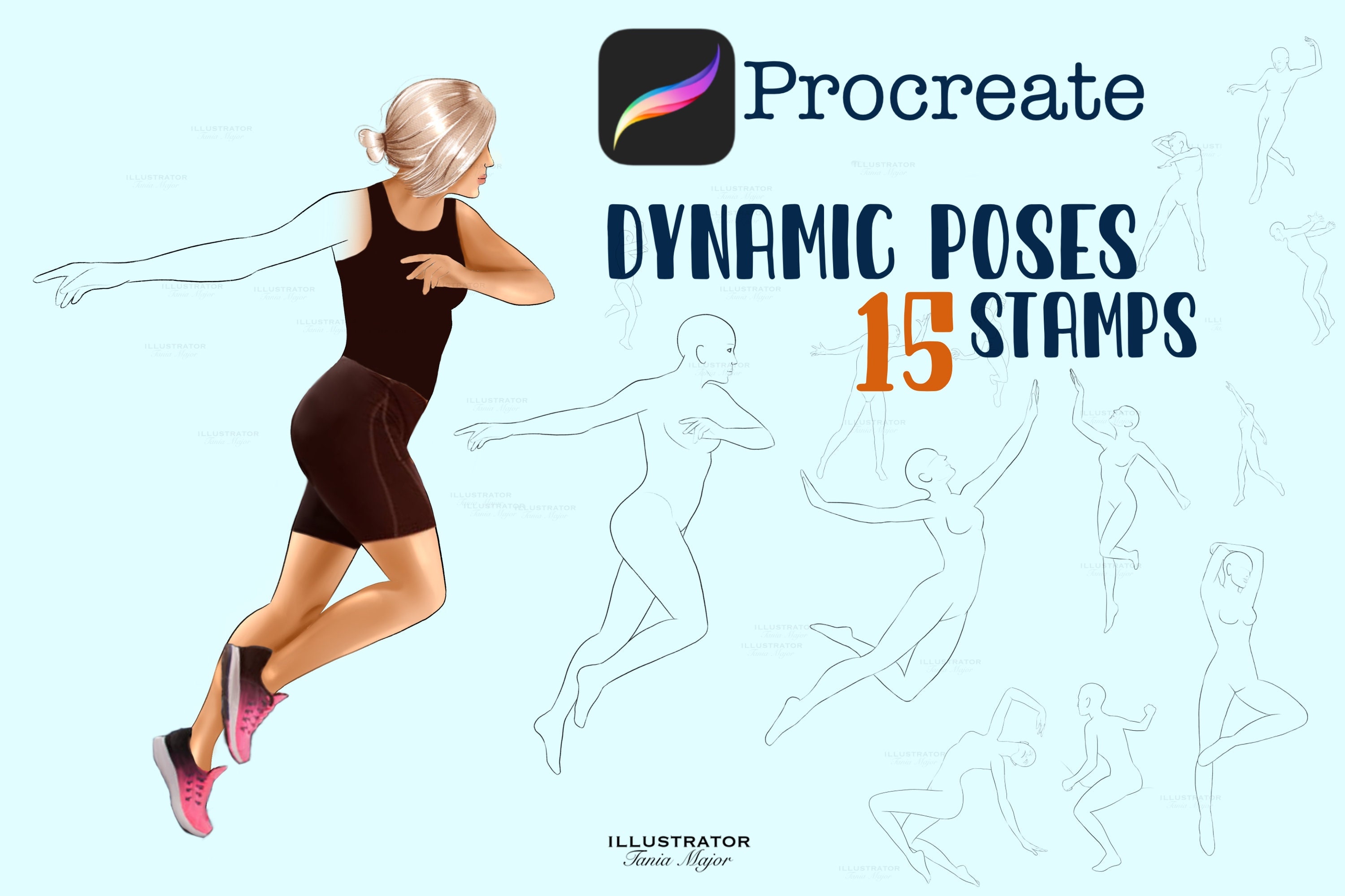 Dynamic Poses Procreate Stamp Procreate Female Pose Stamp - Etsy
