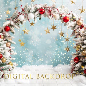 Christmas Digital Backdrop, Holiday Scene, Christmas Card Design ...