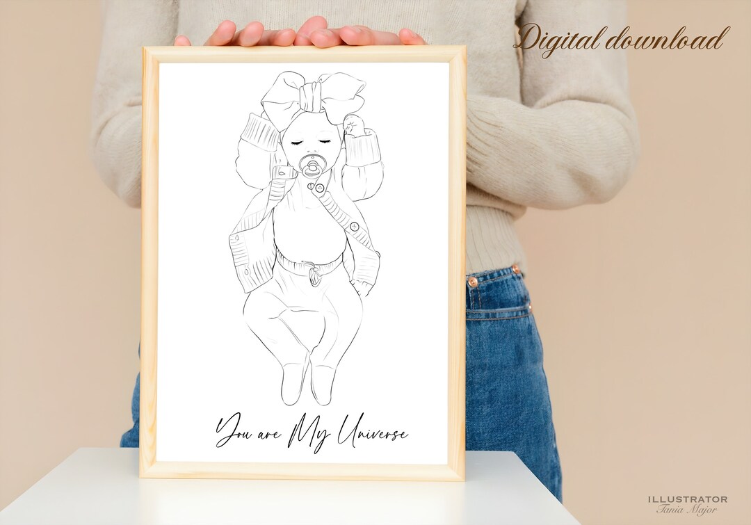 Custom Sketch Baby Portrait, Birth Poster, Newborn Gift, Sketch From ...