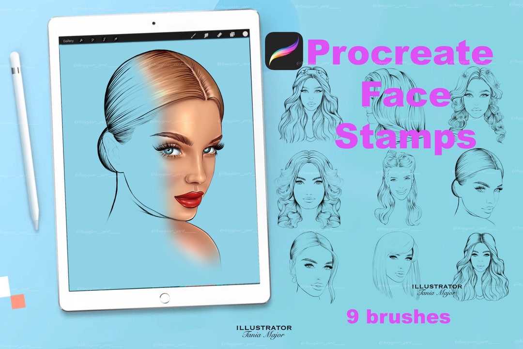 Procreate Face Stamps, Procreate Brushes, 9 Stamp Brushes, Fashion Girl ...