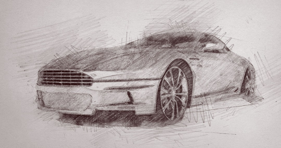 Custom Car Sketch Portrait, Car Digital Painted From Photo, Gift for ...