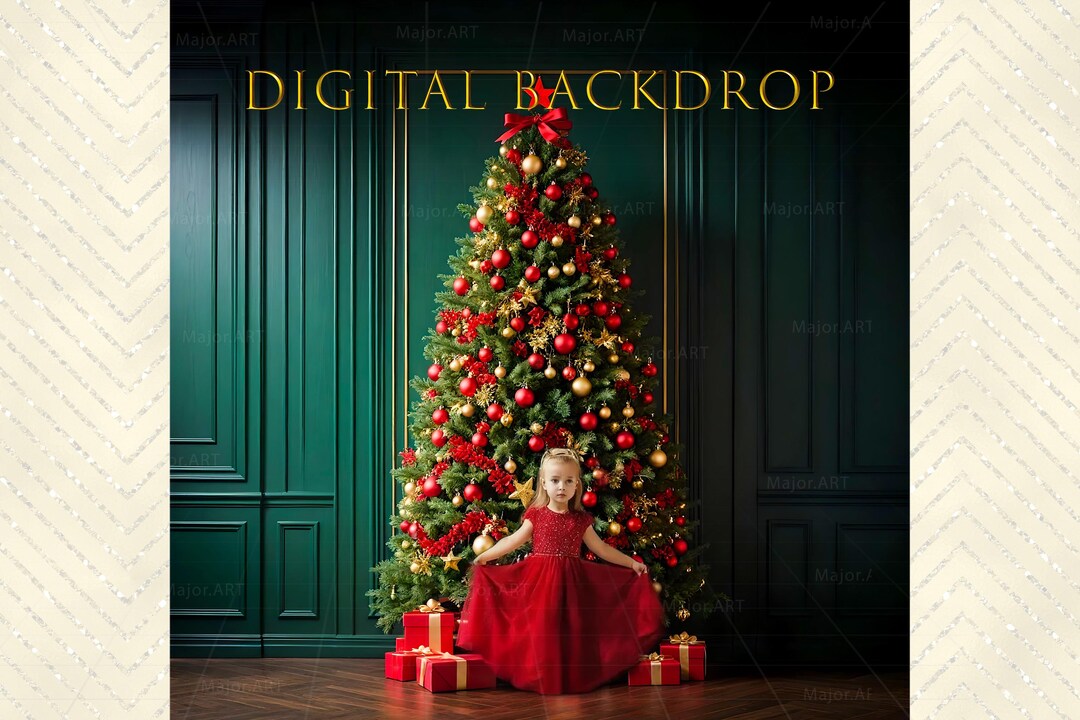 Christmas Tree Backdrop, Digital Backdrop, Photo Background, Photoshop ...