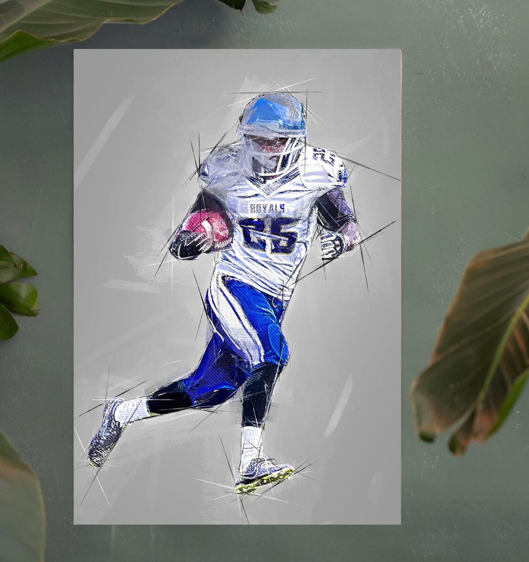 Custom Portrait, Football Player Digital Painted From Photo, Gift for ...