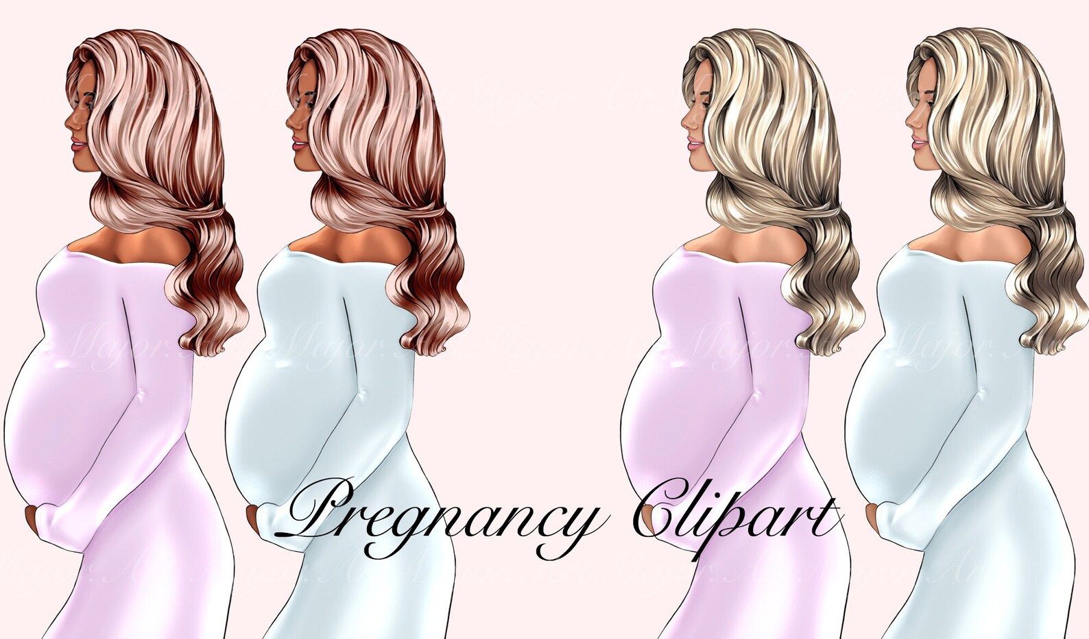 Pregnancy Clipart, Maternity Clipart, Mom to Be Clipart, Pregnant Woman ...