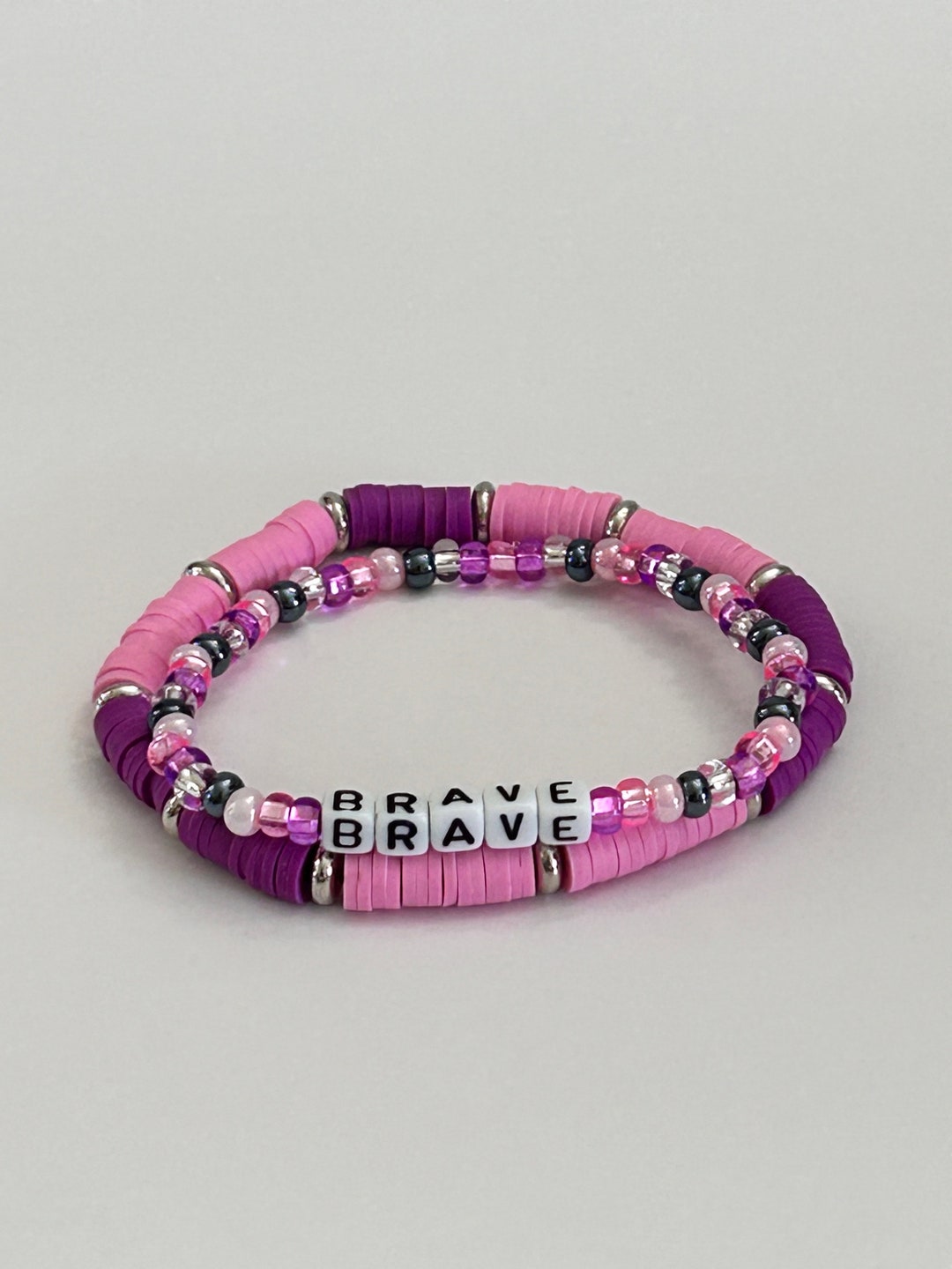 Breast Cancer Beaded Bracelets, Brave Bracelet, Gifts for Her ...