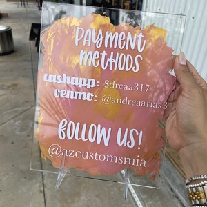Payment Sign Custom Sign Payment Method Sign Custom Acrylic - Etsy