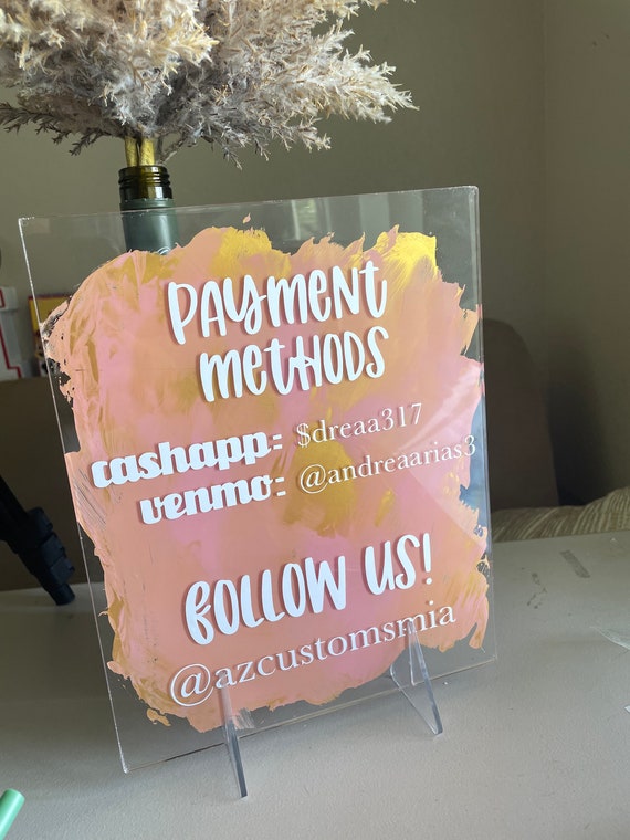 Payment Sign Custom Sign Payment Method Sign Custom Acrylic | Etsy