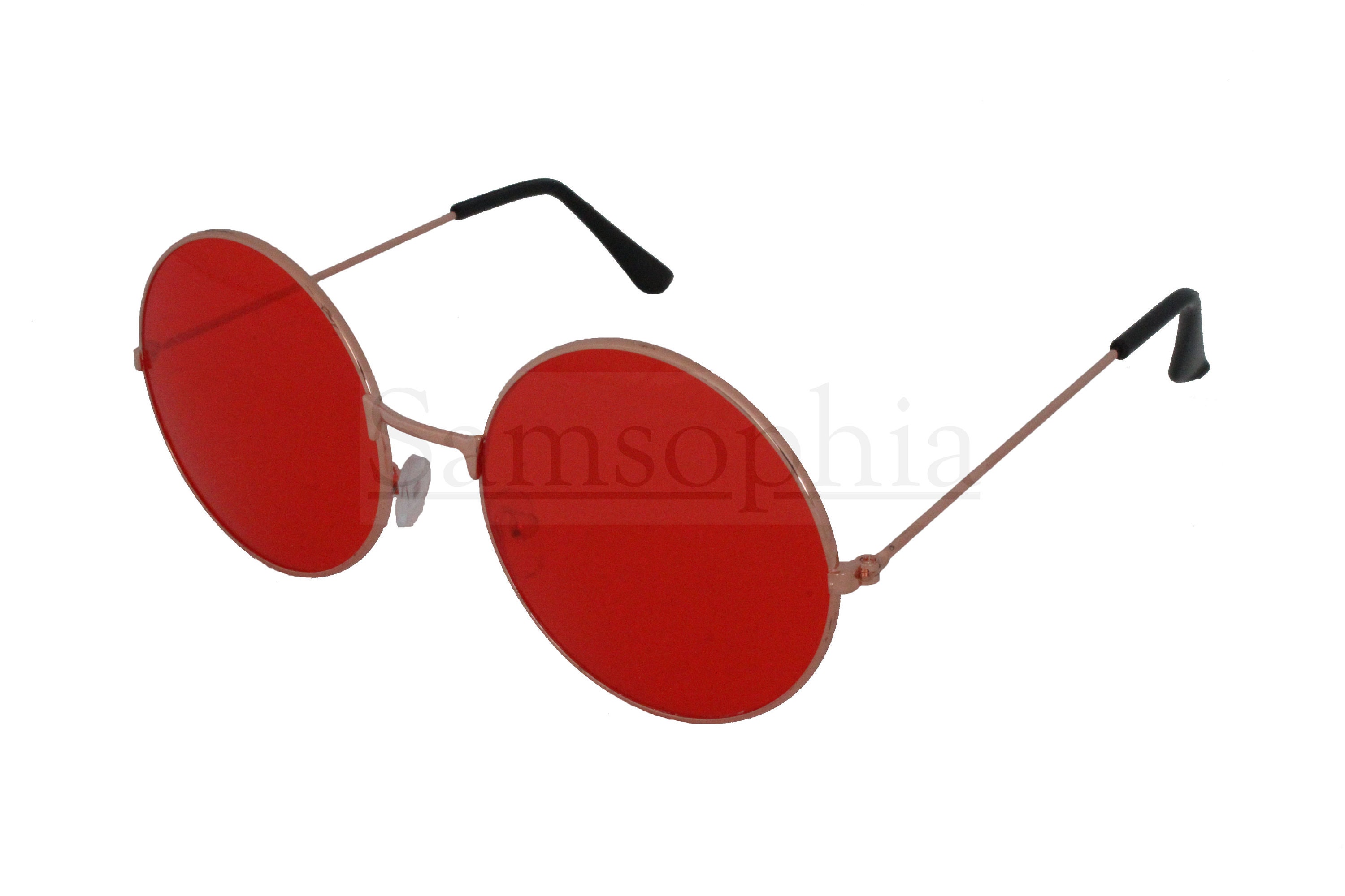 Red Tinted Sunglasses With A Gold Round Frame Uv400 Protection Smsp012 Etsy Uk