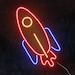 Rocket Neon Sign - Bedroom Neon Sign, Neon Wall Sign, LED Light, Neon ...