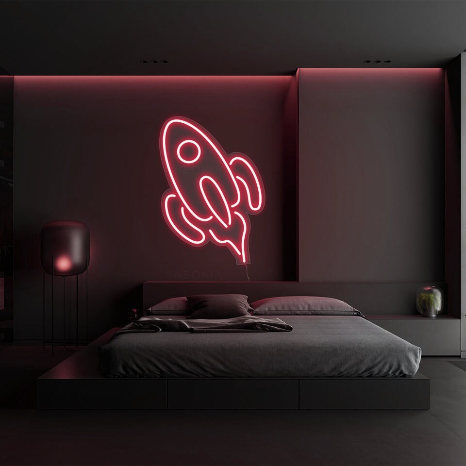 Rocket Neon Sign Wall Decor Wall Sign Neon Lights | Etsy