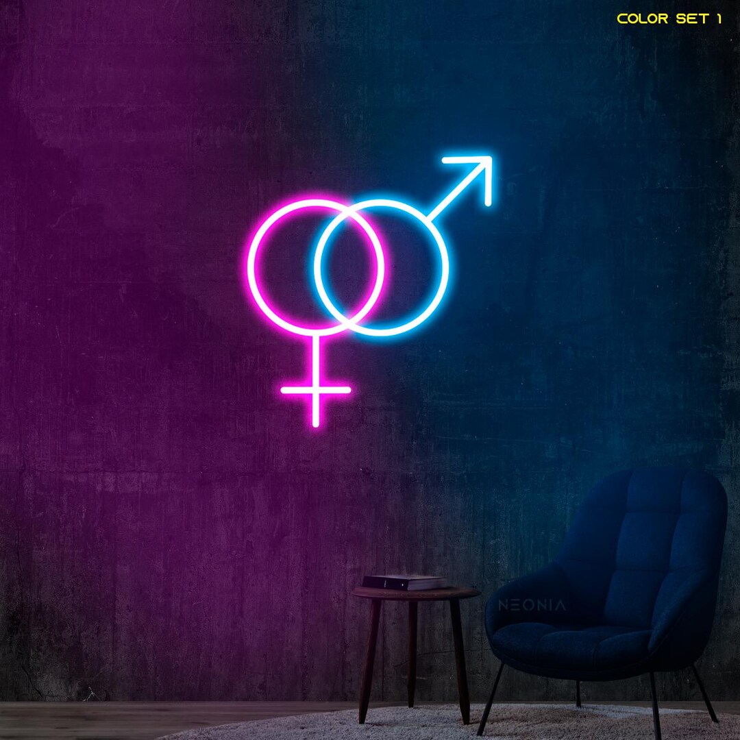 Male Female Gender LED Neon Sign - Modern Symbol Wall Art, Custom LED ...