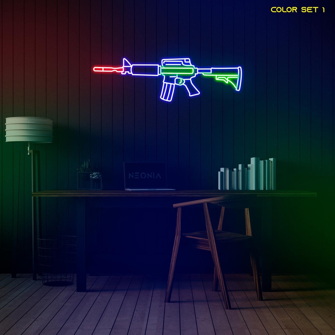 Toy Gun M416 M4A1 LED Neon Sign - Gamer Room Decor, Weapon Neon Light ...