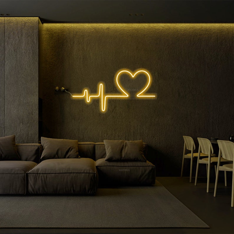 Neon Sign Pulse and Heart Neon Sign Custom Neon Sign Neon - Etsy
