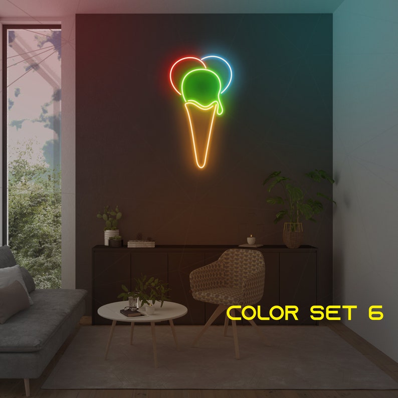 Ice Cream Neon Sign Ice Cream Led Sign Neon Wall Sign Neon - Etsy