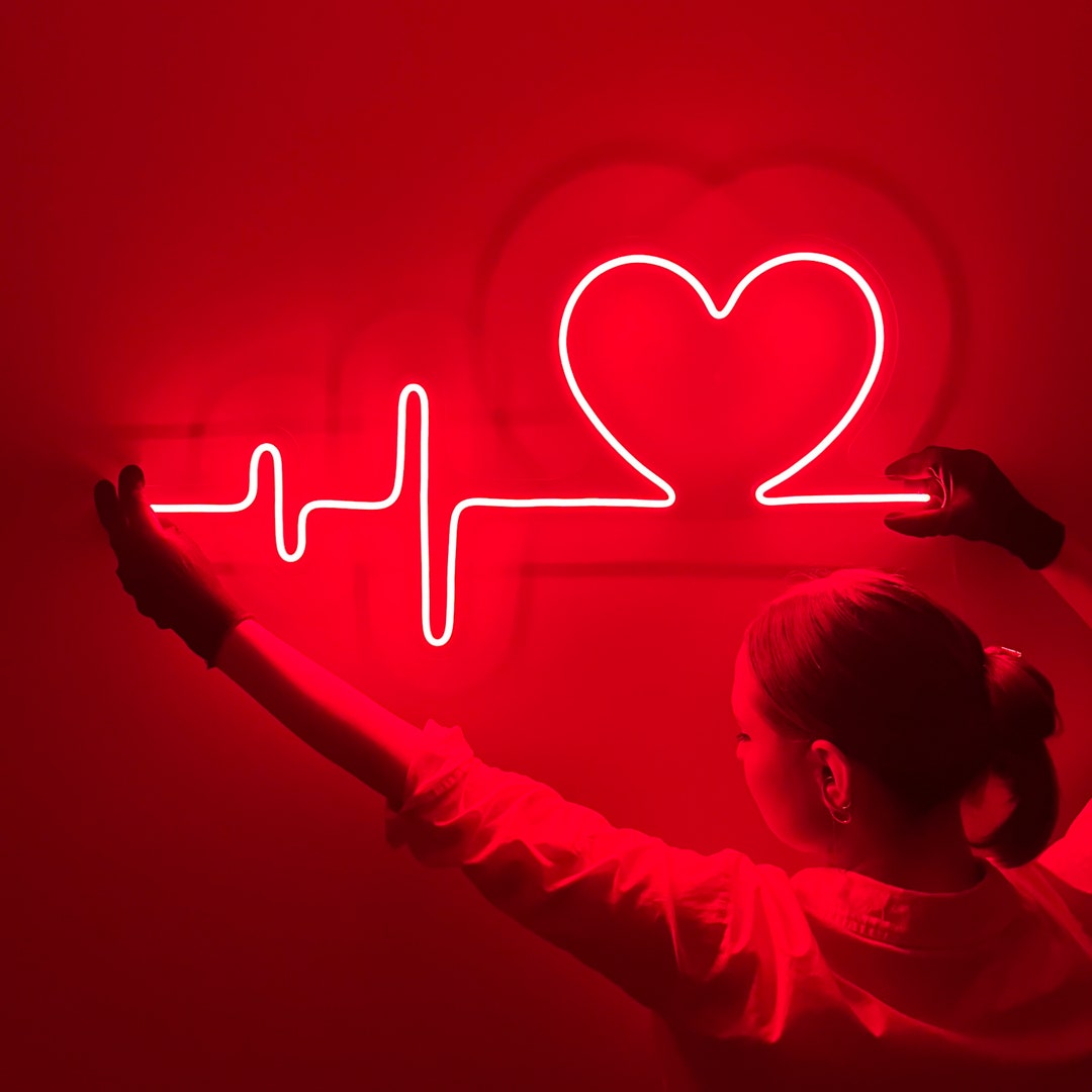 Neon Sign Pulse and Heart Neon Sign, Custom Neon Sign, Neon Sign ...