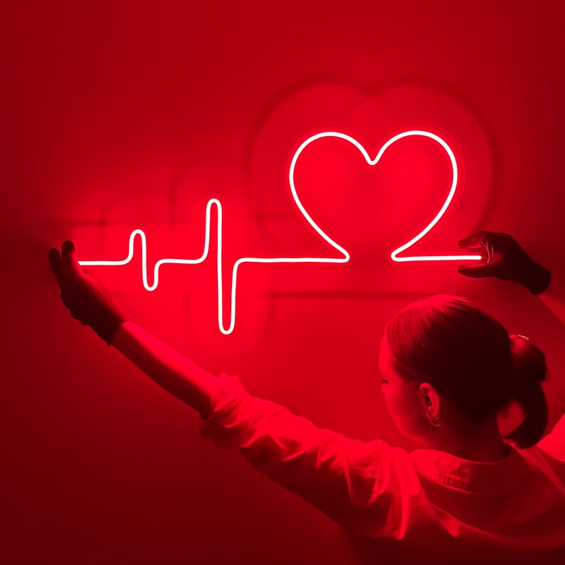 Neon Sign Pulse and Heart Neon Sign Custom Neon Sign Neon - Etsy