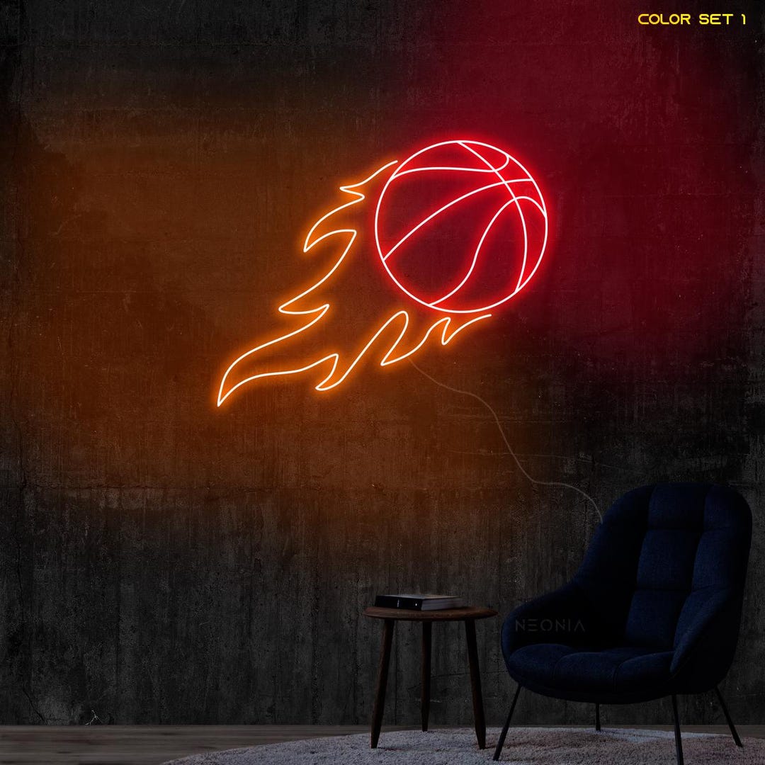 Flaming Basketball LED Neon Sign: Sports Wall Art - Etsy