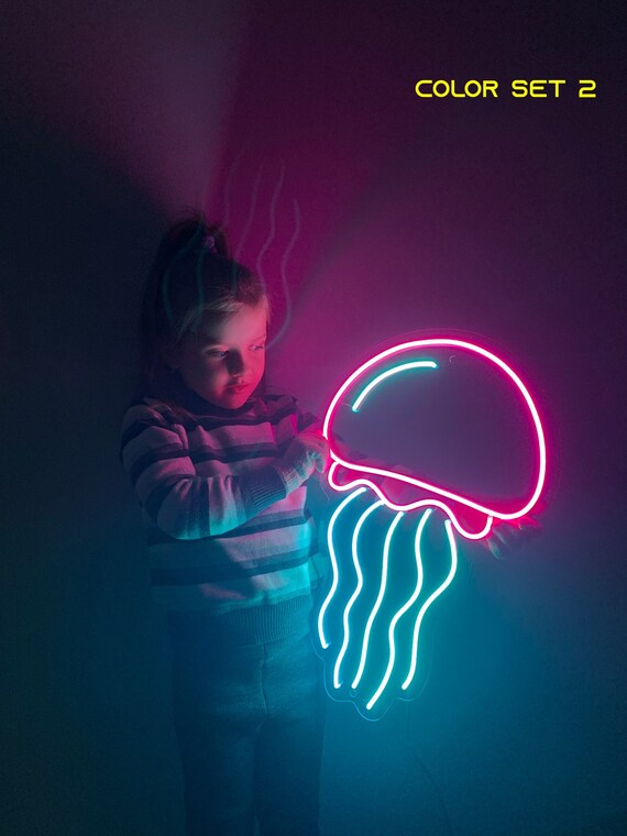 Jellyfish Neon Sign Jellyfish Led Sign Neon Wall Sign Neon - Etsy