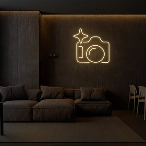 Camera Neon Sign - Camera With Flash Decor, Neon Sign Bedroom, Neon ...