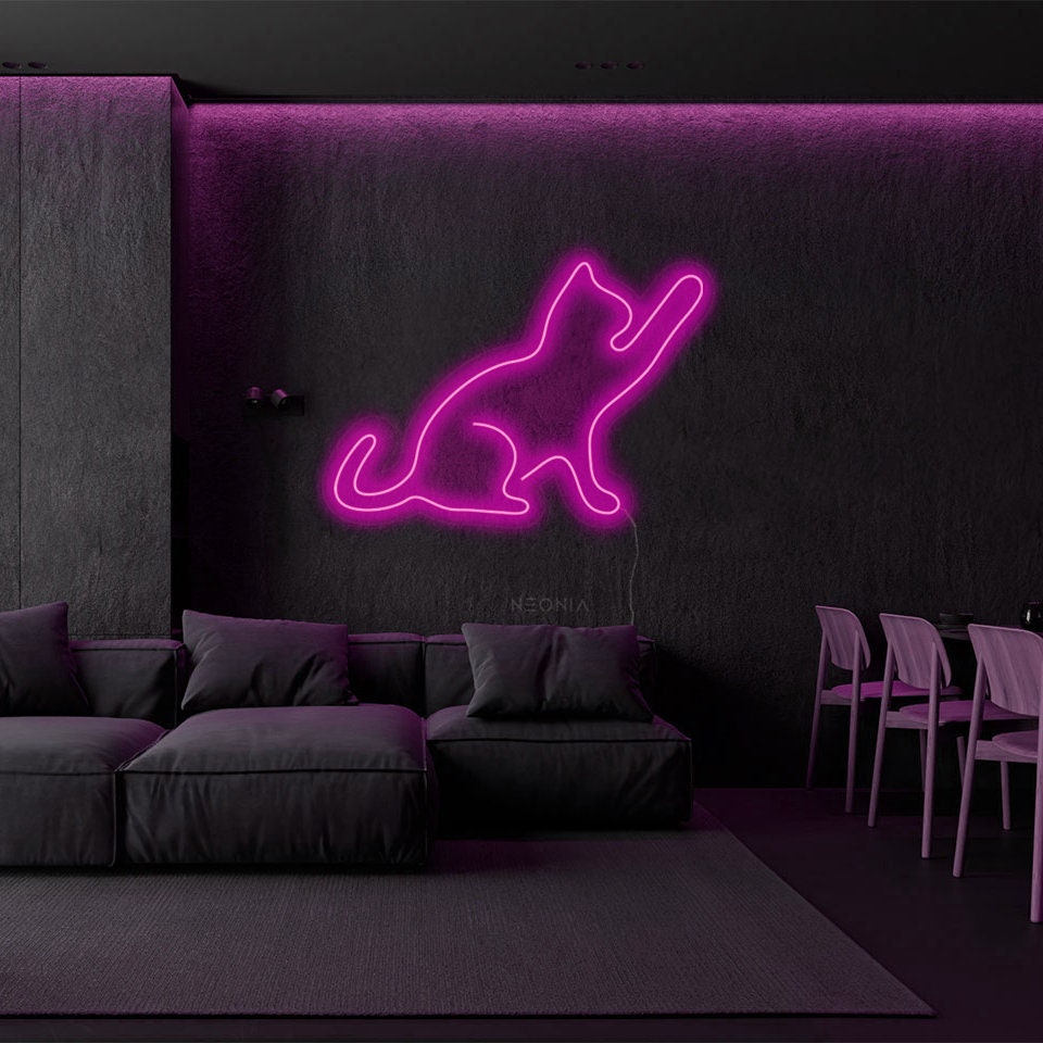 Cat Neon Sign Cat Wall Decor Neon Sign Bedroom Neon Light | Etsy