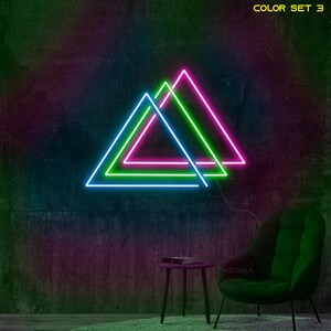 Geometric Triangle LED Neon Sign - Minimalist Wall Art, Modern Neon ...