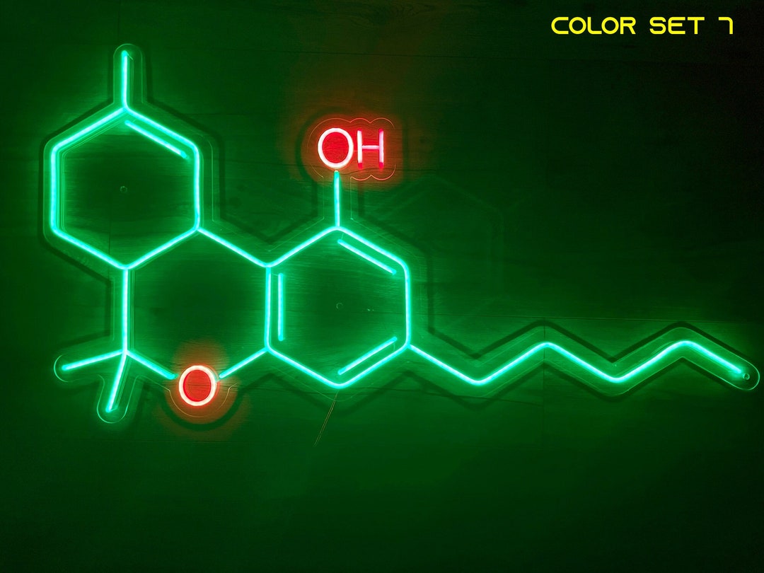 THC Molecule Neon Sign, Molecule LED Sign, 420, Stoner Gift, Cannabis ...