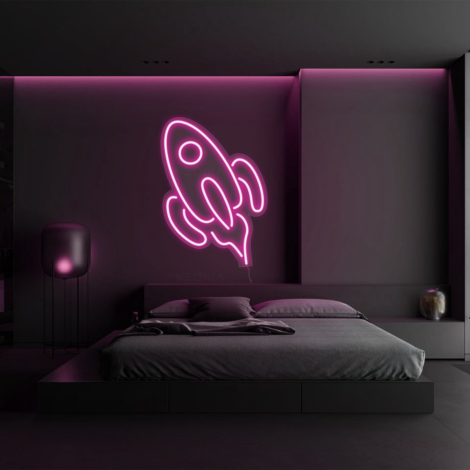 Rocket Neon Sign Wall Decor Wall Sign Neon Lights | Etsy