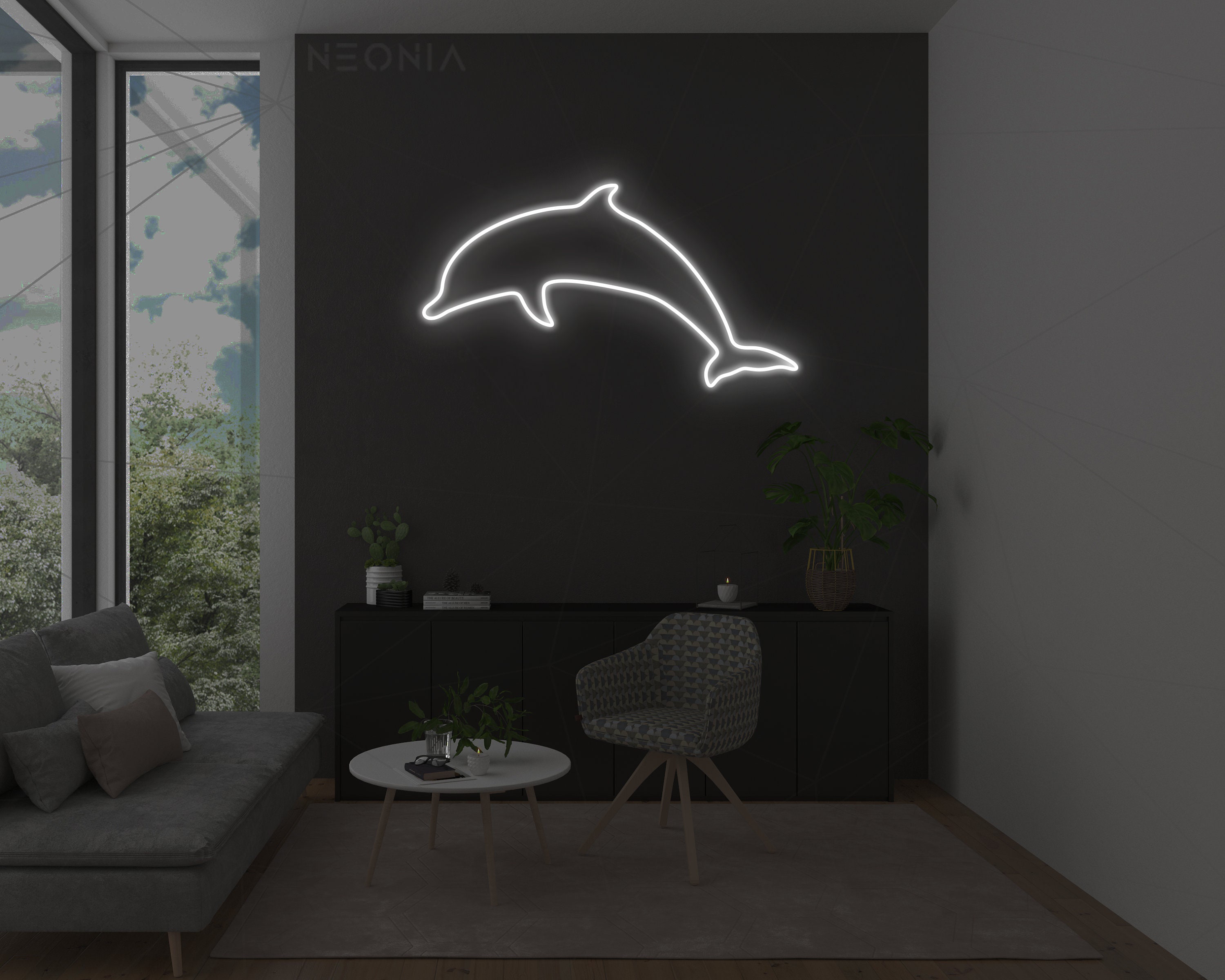 Dolphin LED Neon Sign: Handmade Wall Decor - Etsy