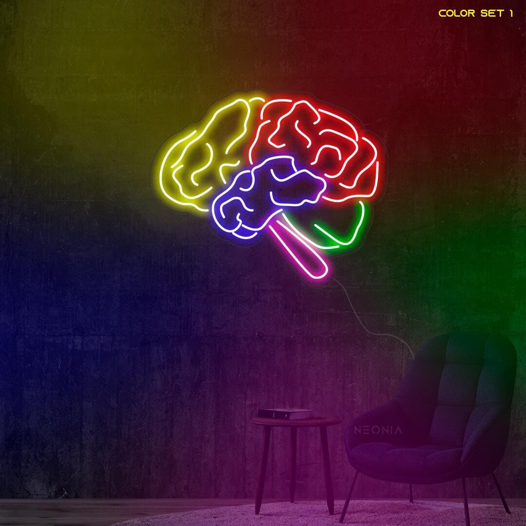 Brain Hemispheres LED Neon Sign: Science & Biology Decor - Etsy