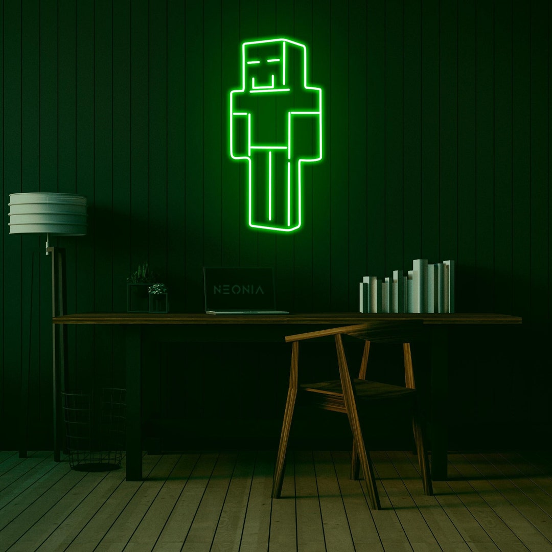 Minecraft Steve LED Neon Sign Gamer Room Decor, Gaming Neon Light ...