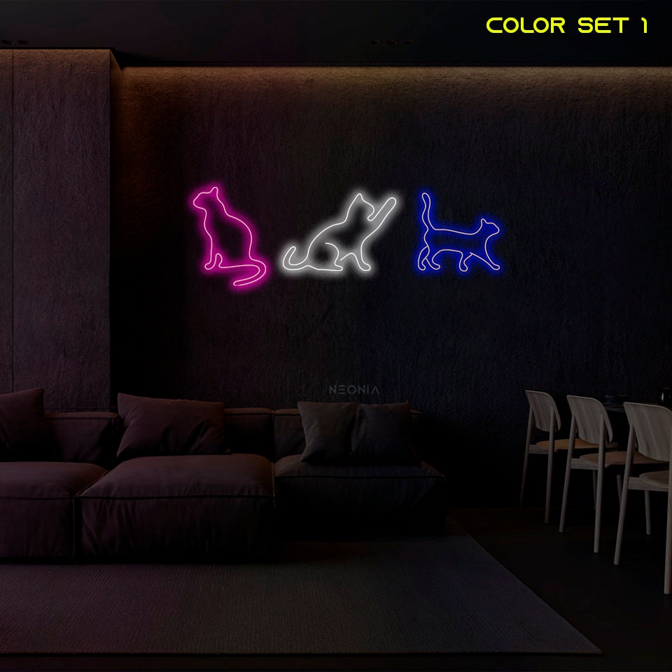 Cats Neon Sign Cat Wall Decor Neon Sign Bedroom Neon Light | Etsy