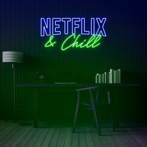 Netflix and Chill LED Neon Sign - Series Fans Wall Art, Movie Night ...